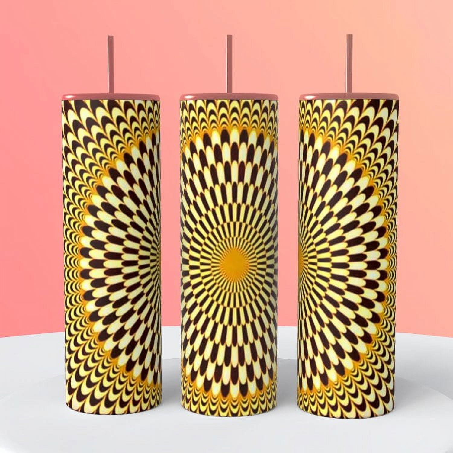 Optical Illusion in Yellow and Brown 20 ounce insulated tumbler coffee ...