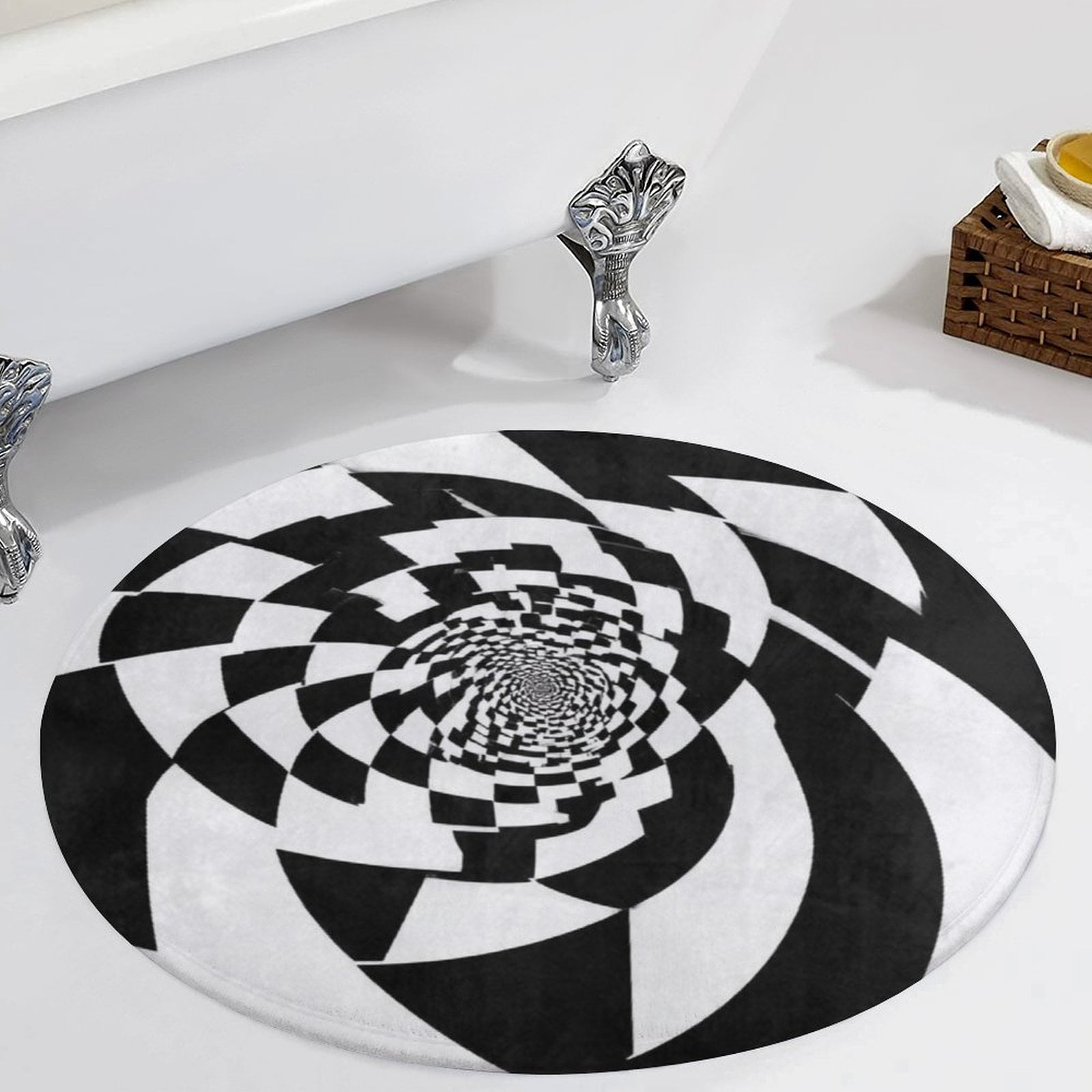 Optical N Op Art Black And White-1 Area Round Carpet Living Room ...