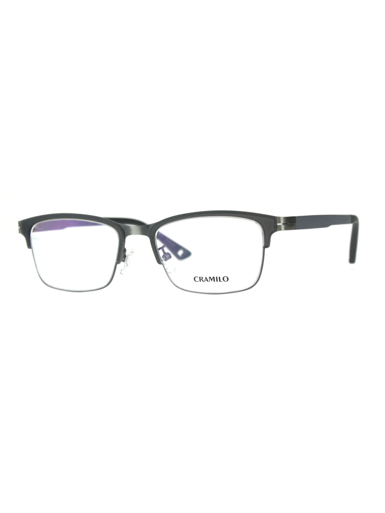 Optical Quality Metal Half Rim Narrow Rectangular Eyeglasses Frame Dark ...