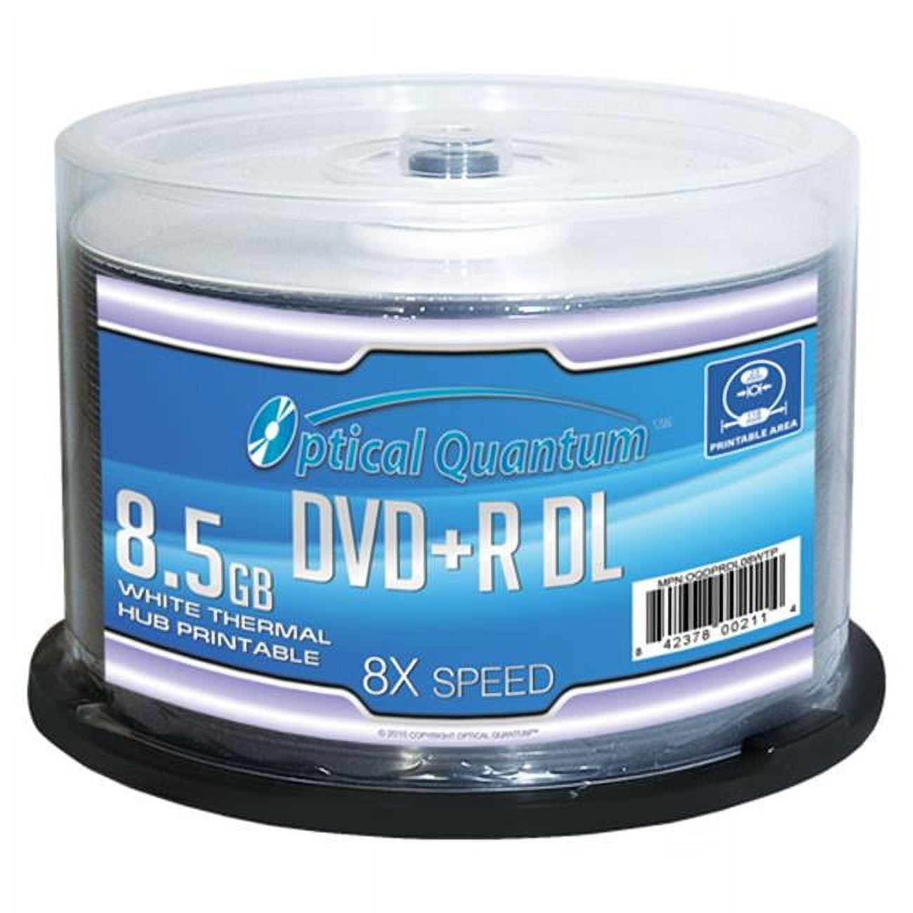 Optical Quantum White Thermal Hub Printable - 50 x DVD+R DL - 8.5 GB 8x ...