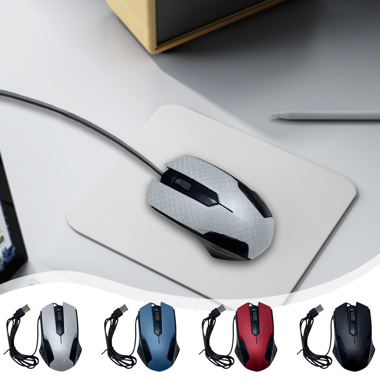 Optical Wired Mouse, Ergonomic Design, Silent Clicks, for Office-Travel ...