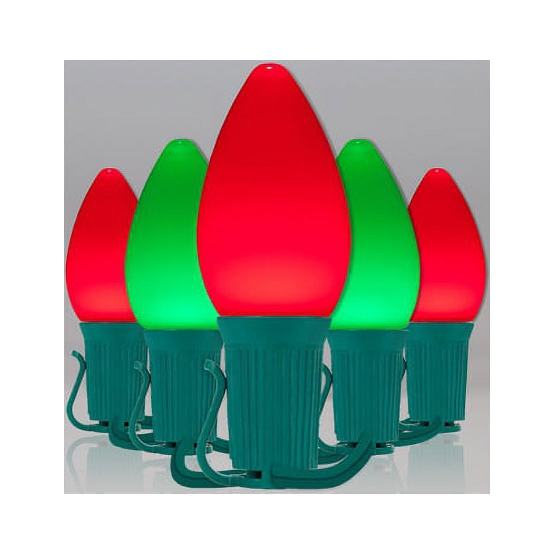 Opticore LED C7 Smooth Ceramic-Style Red and Green Christmas Lights ...