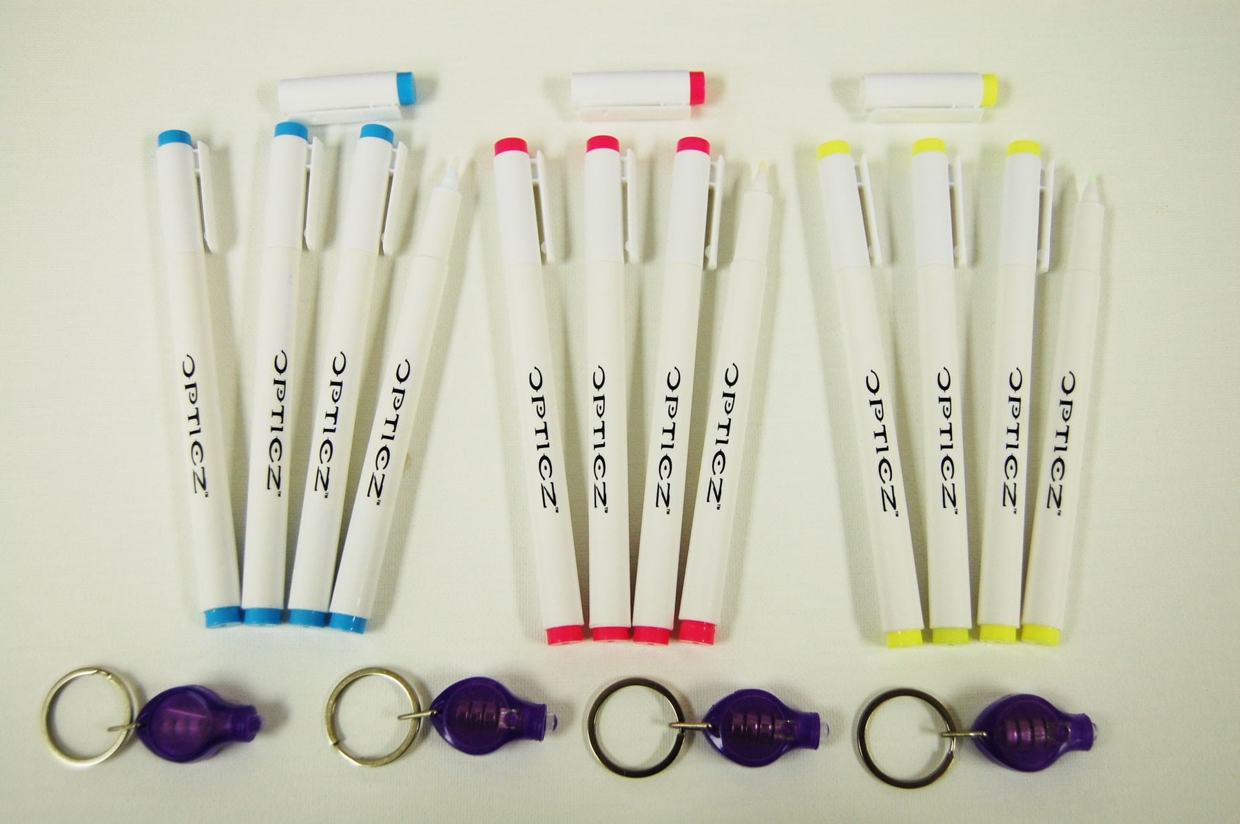 Opticz 12 Pack Invisible UV Blacklight Reactive Ink Markers with 4 UV ...