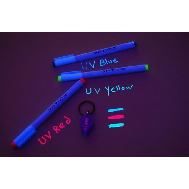 Opticz Invisible UV Blacklight Reactive Ink Markers Blue Red Yellow ...