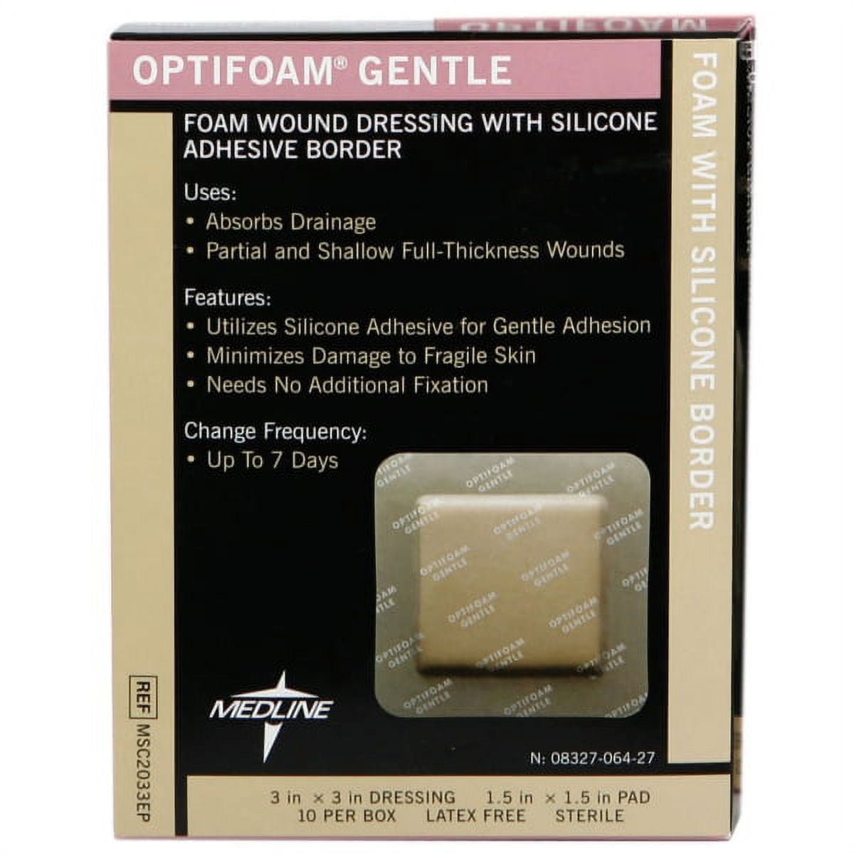 Optifoam Gentle Silicone Border Dressings, 3" x 3", Box of 10 HSA/FSA ...