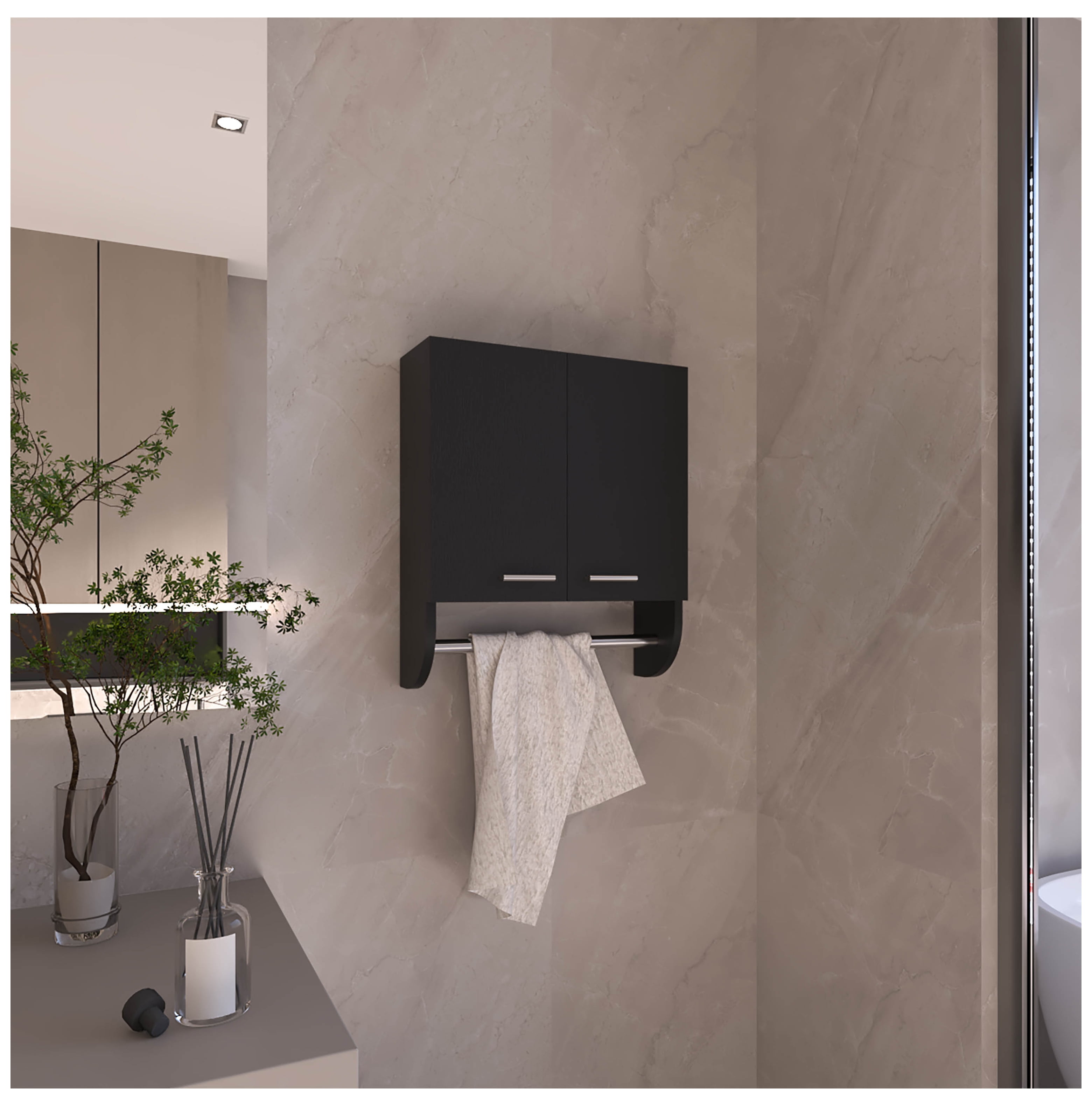 Optim Medicine Cabinet with towel holder 17.4" Wide Medice Cabinet Organizer with Two interior ...