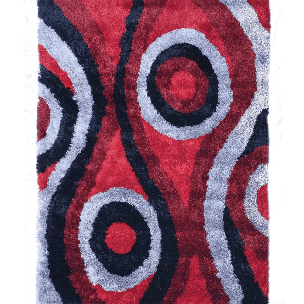 RugBerry Optima Collection Large Rectangle Shag Area Rug, Red and Black ...