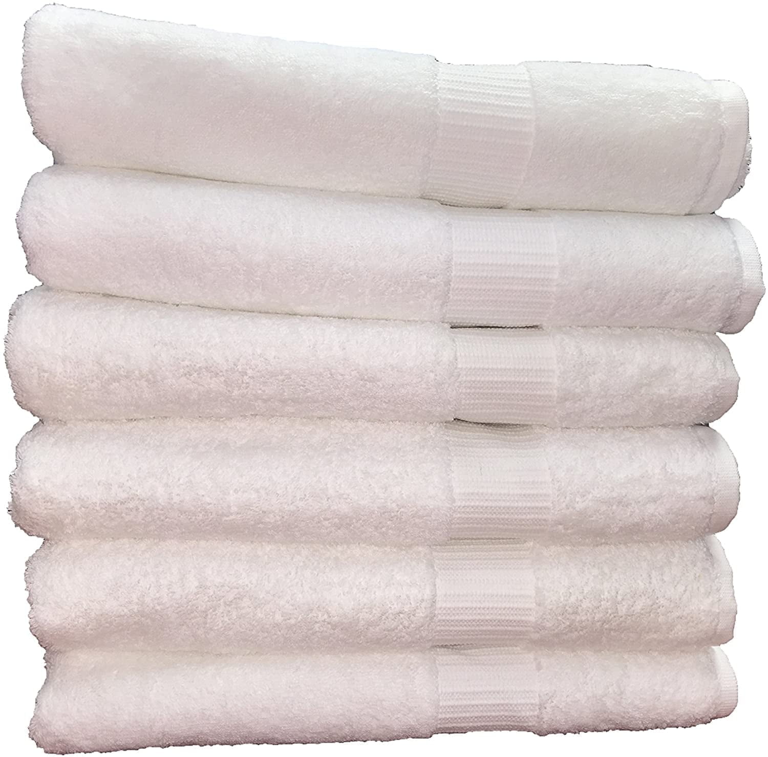 100% Cotton 27" x 50" White Bath Towels, Set of 6 | Optima Collection ...