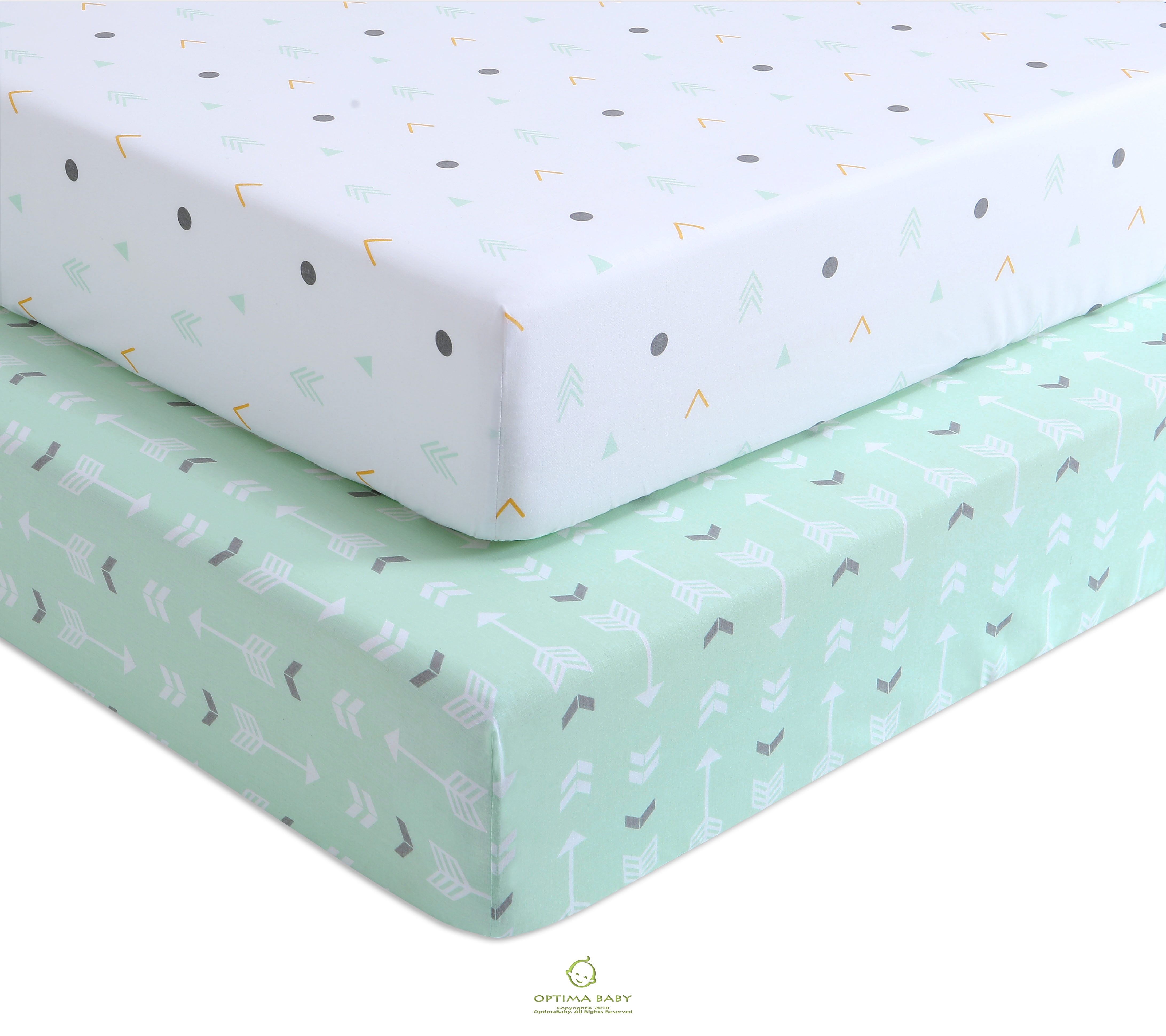 OptimaBaby 2PCS Pack Woodland Green Arrow Fitted Crib Sheets - Walmart.com