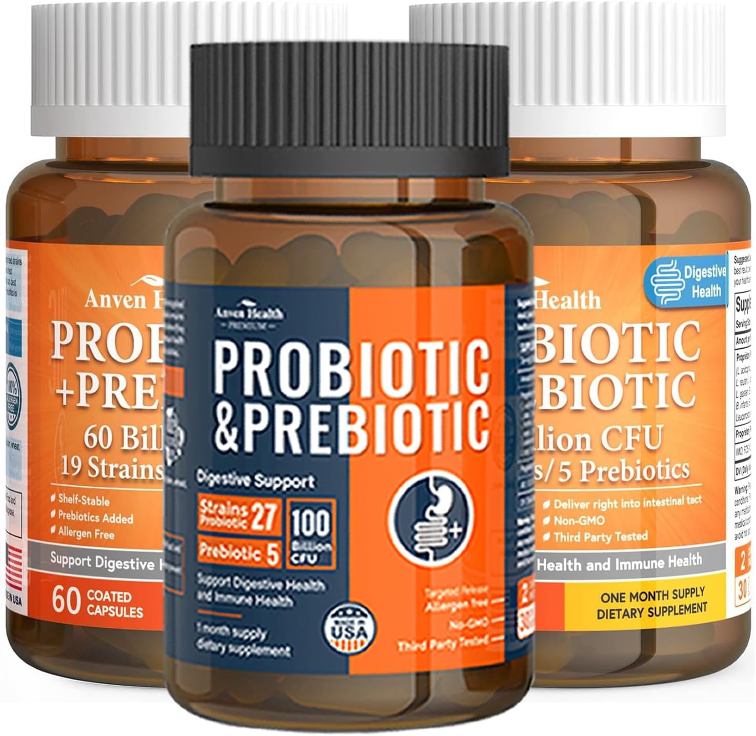 Optimal Gut Health Bundle for The Whole Family: 100 Billion Probiotics ...