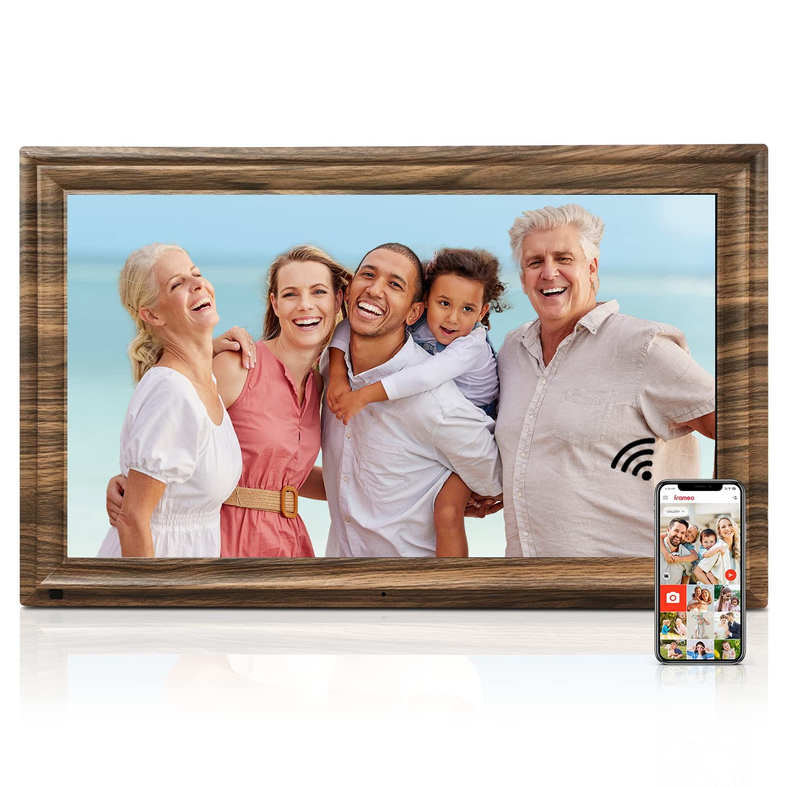 Optimal Shelf Life 16 Inch Digital Picture Frame 32GB Wooden Auto ...