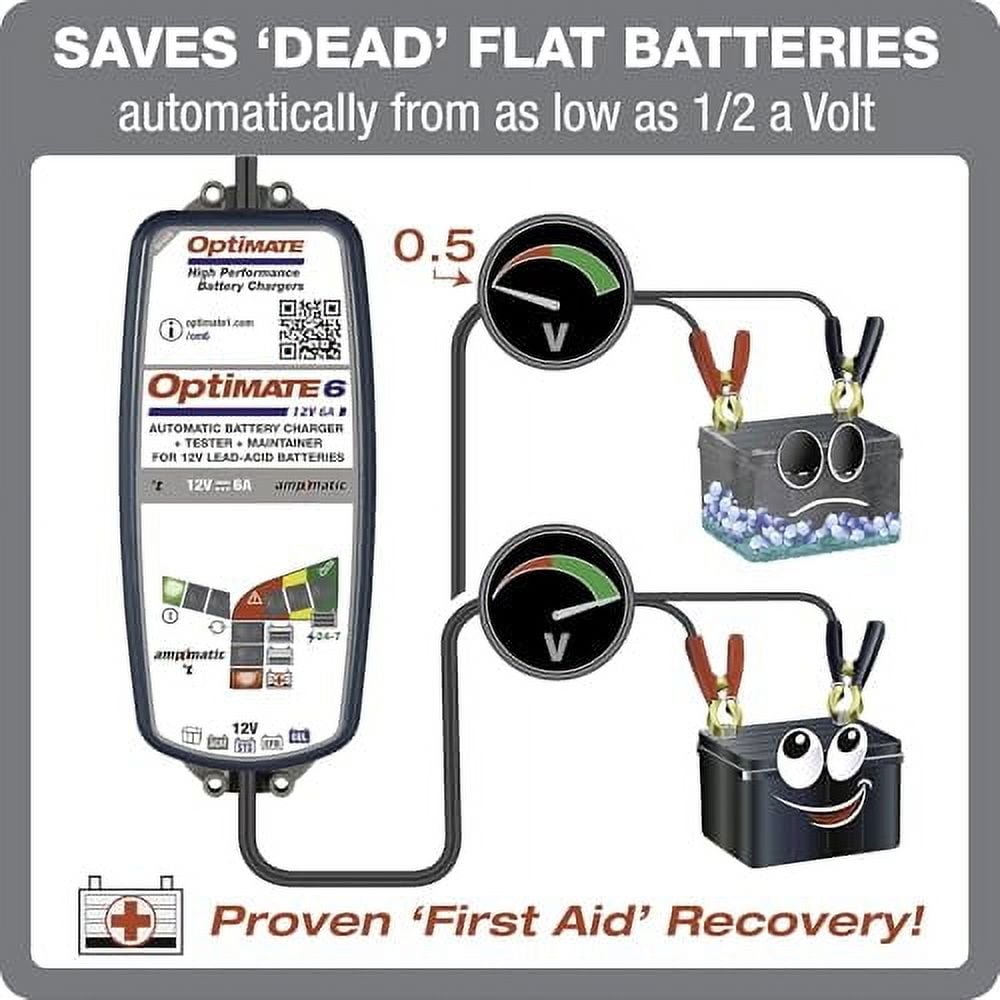 Optimate 6 Select - 12V 6A, High Performance Automotive Battery Saving Charger & maintainer for ...