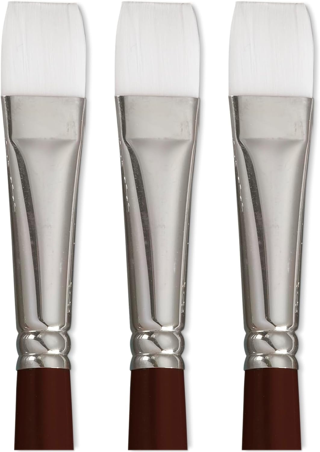 Optimium White Taklon Brushes, Flat Type, Short Handle, 1 Inch, Pack of ...