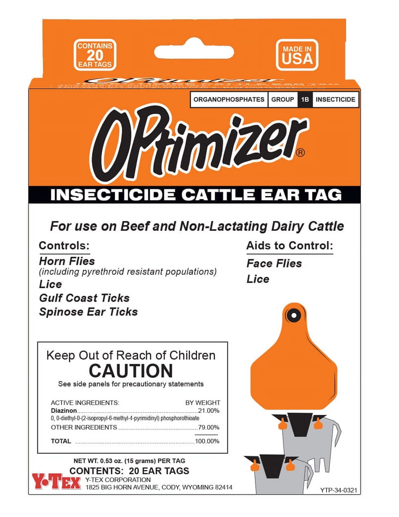 Optimizer Insecticide Cattle Ear Tag, 20/pk - Walmart.com