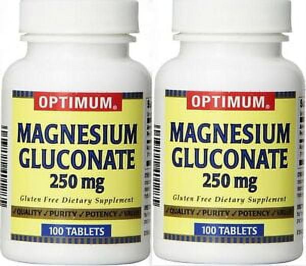 Optimum Magnesium GLUCONATE 250mg 100ct ( 2 pack ) HIGH ABSORBANCE MG2 ...