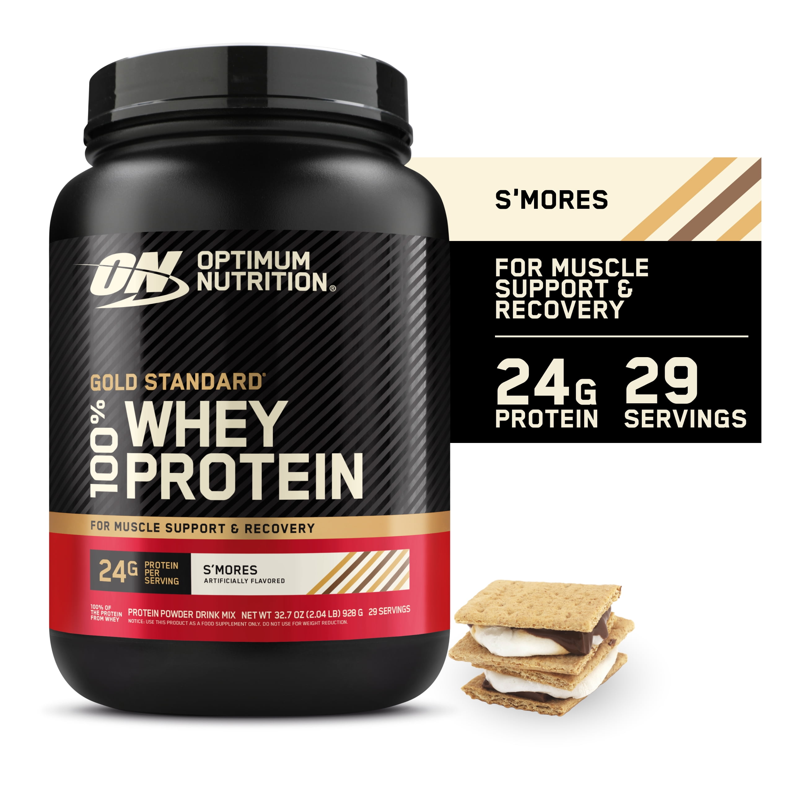 Optimum Nutrition, Whey Protein, 2lb, Smores Flavor - Walmart.com