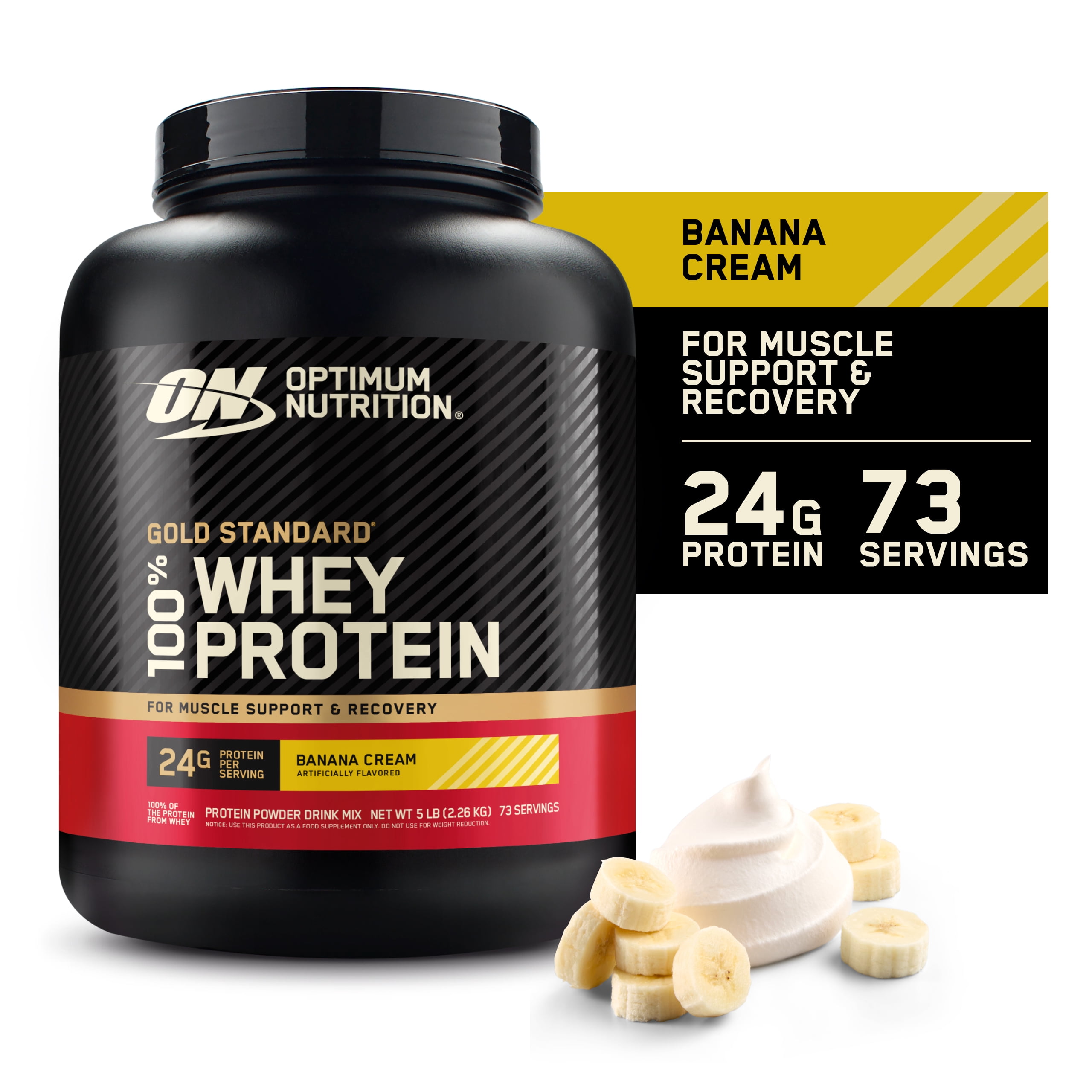 Optimum Nutrition Gold Standard 100% Whey Protein, Banana Cream, 5 lb ...