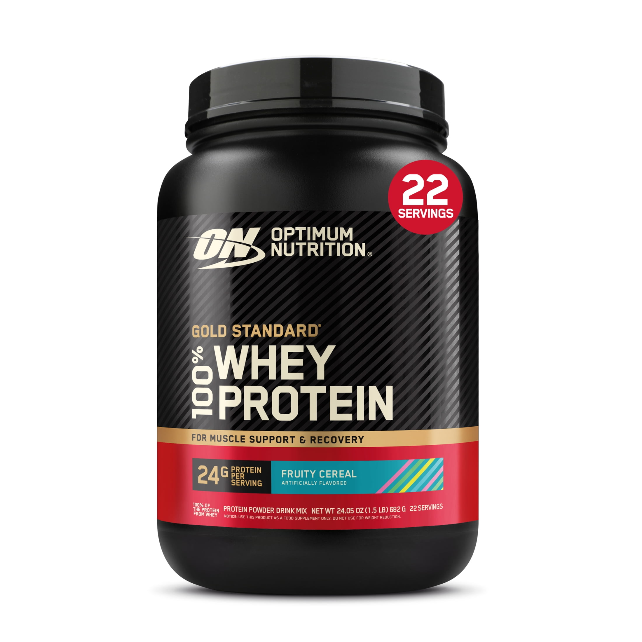 Optimum Nutrition Gold Standard 100% Whey Protein Powder, Fruity Cereal, 1.5 lb Tub, 22 Servings ...