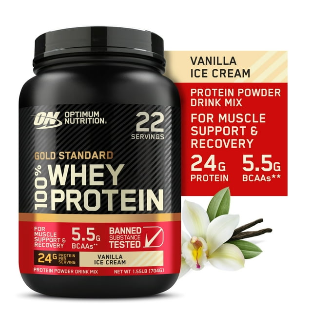 Optimum Nutrition, Gold Standard 100% Whey Protein Powder, Vanilla Ice Cream 1.5lb Tub - Walmart.com