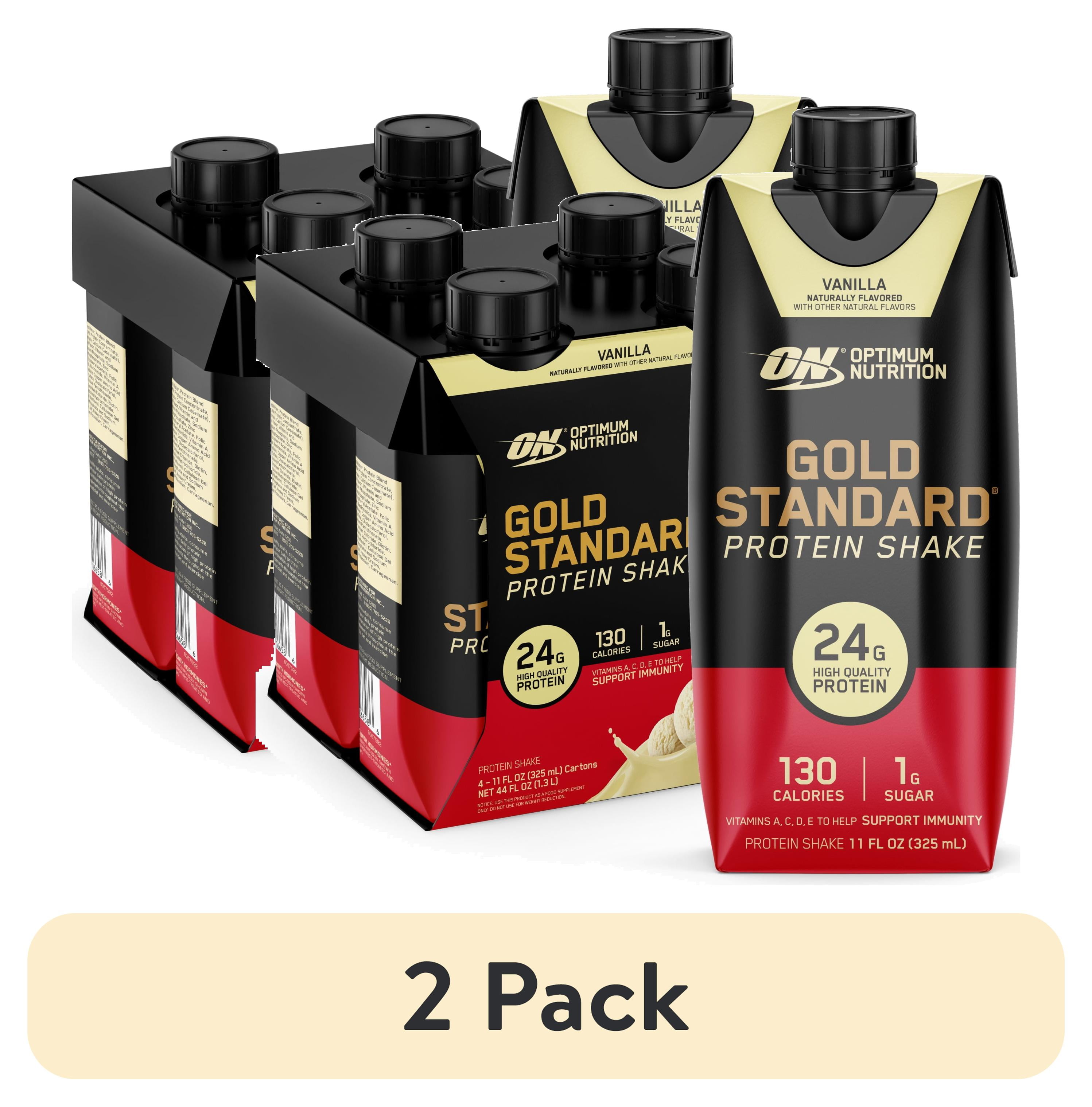 (2 pack) Optimum Nutrition Gold Standard Protein Shake, Vanilla, 24g ...