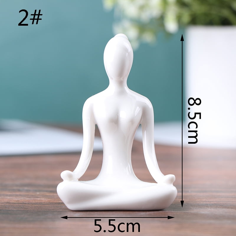 (Option 2#) 6 Styles Meditation Yoga Pose Statue Figurine Ceramic Yoga ...