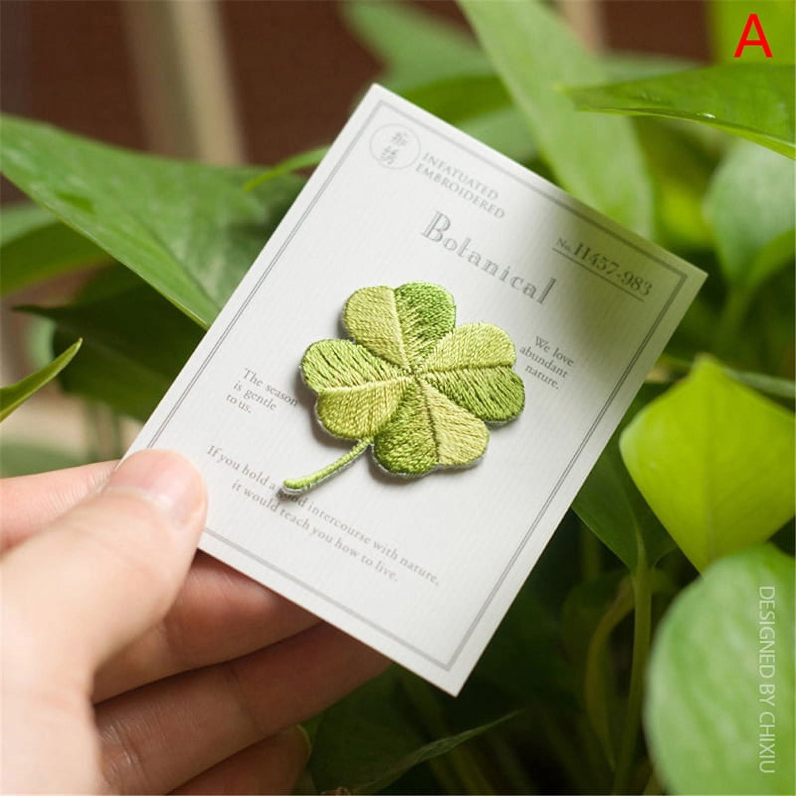 (Option A) Four-leaf Clover Patches Ironing Cloth Stickers Embroidery ...
