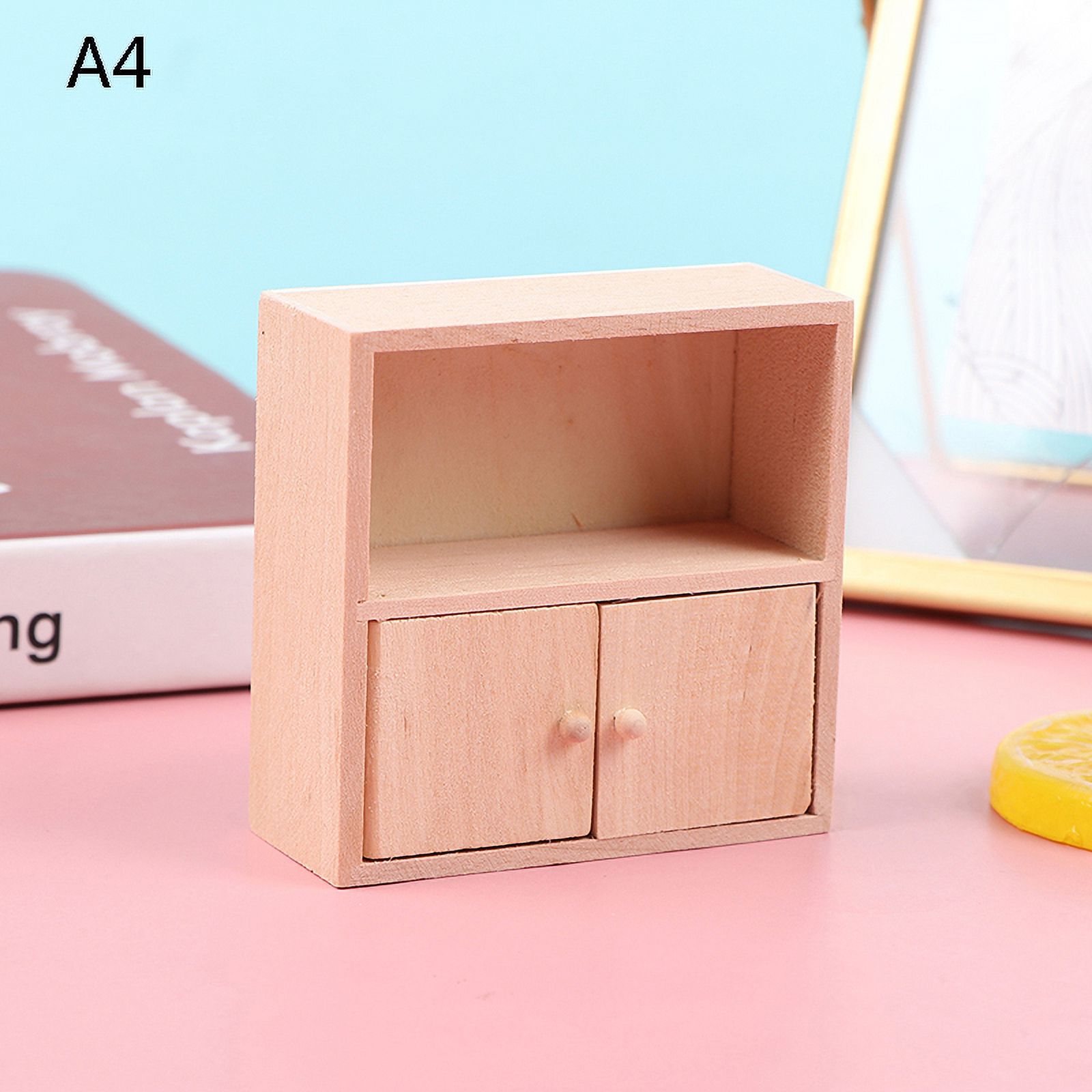 (Option A4) 1:12 Dollhouse Miniature Wood Display Cupboard Storage ...