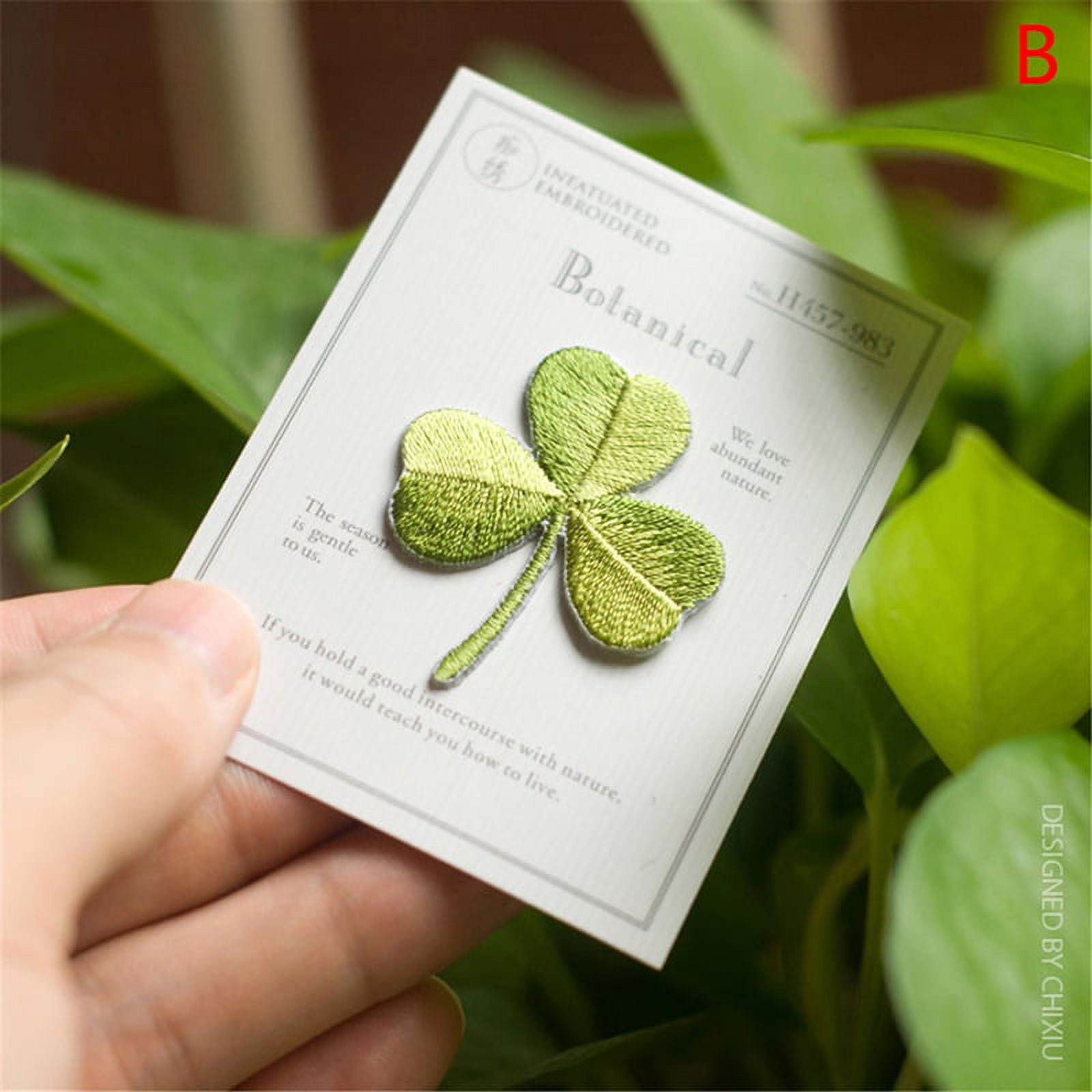 (Option B) Four-leaf Clover Patches Ironing Cloth Stickers Embroidery ...