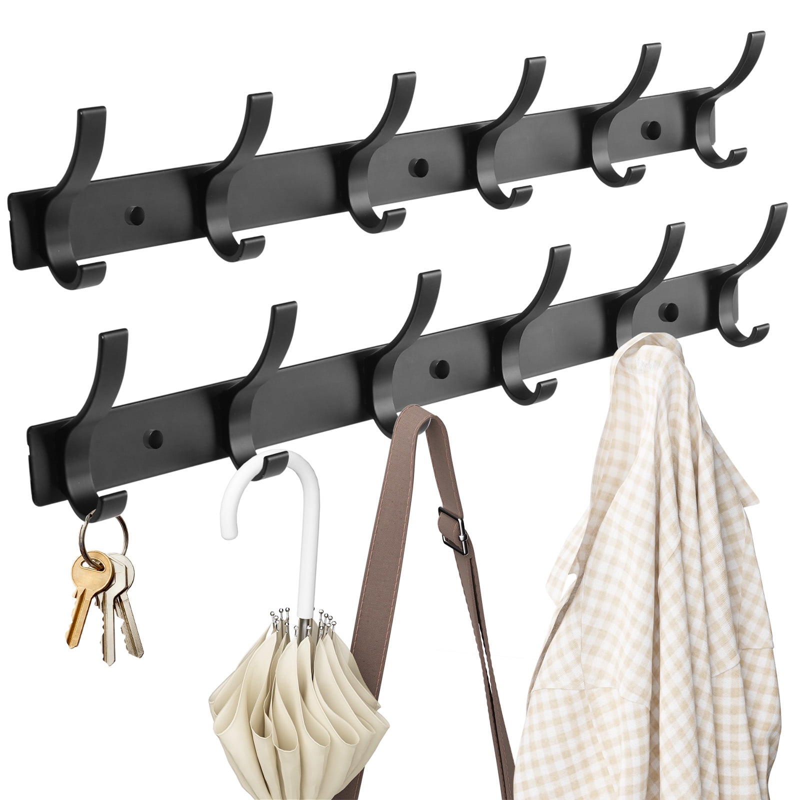 Optish Wall Mount Coat Rack, 12-Hook, Heavy-Duty, Easy Install for ...
