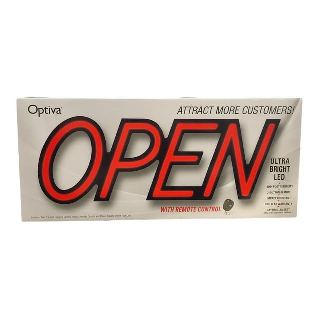 Optiva Business Neon Light: 20" Ultra Bright LED OPEN Sign Operated ...