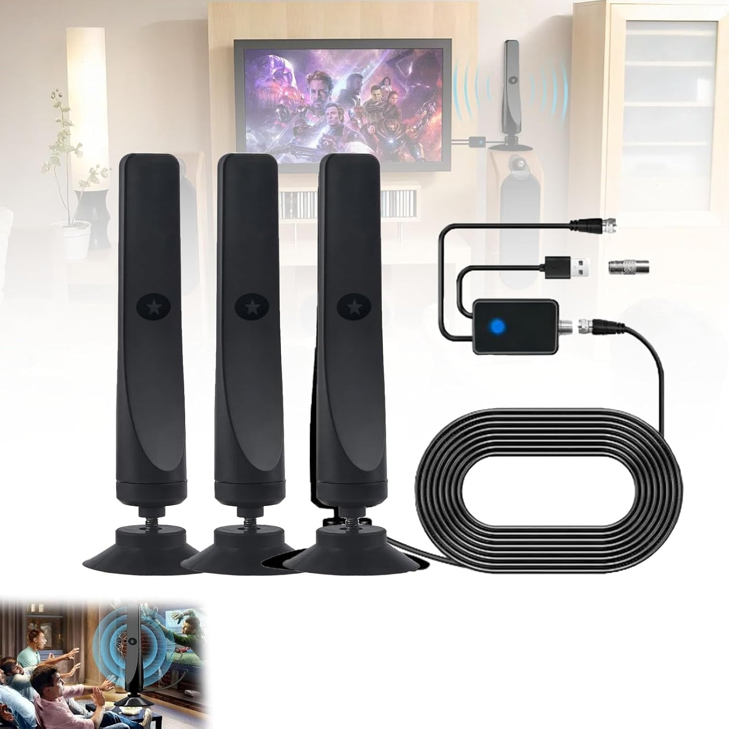 Optiwave TV Antenna,1500+ Miles Range TV Antenna,Digital TV Antenna Indoor with Amplifier Signal ...