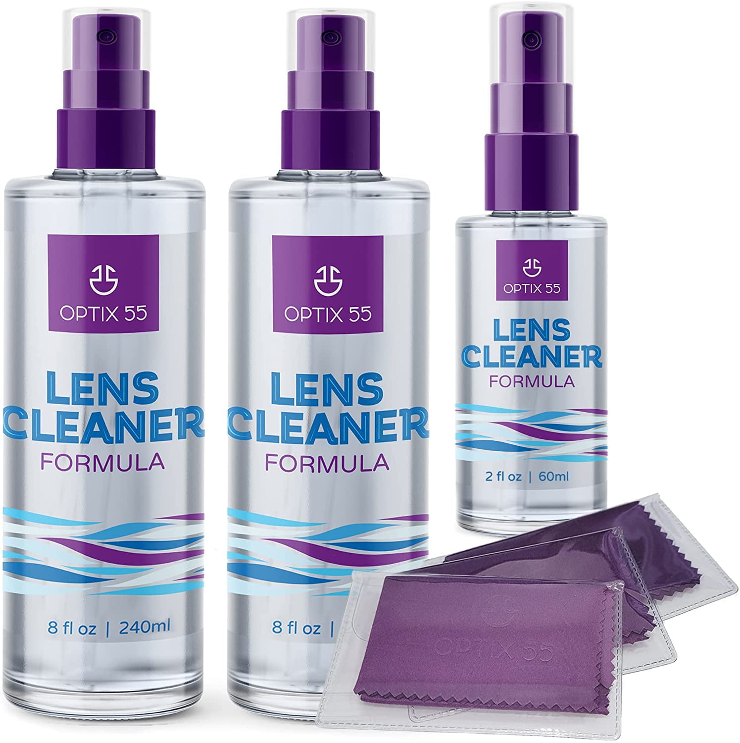 Optix 55 Lens Cleaner Spray Kit - Alcohol & Ammonia Free, (2) 8 fl oz ...