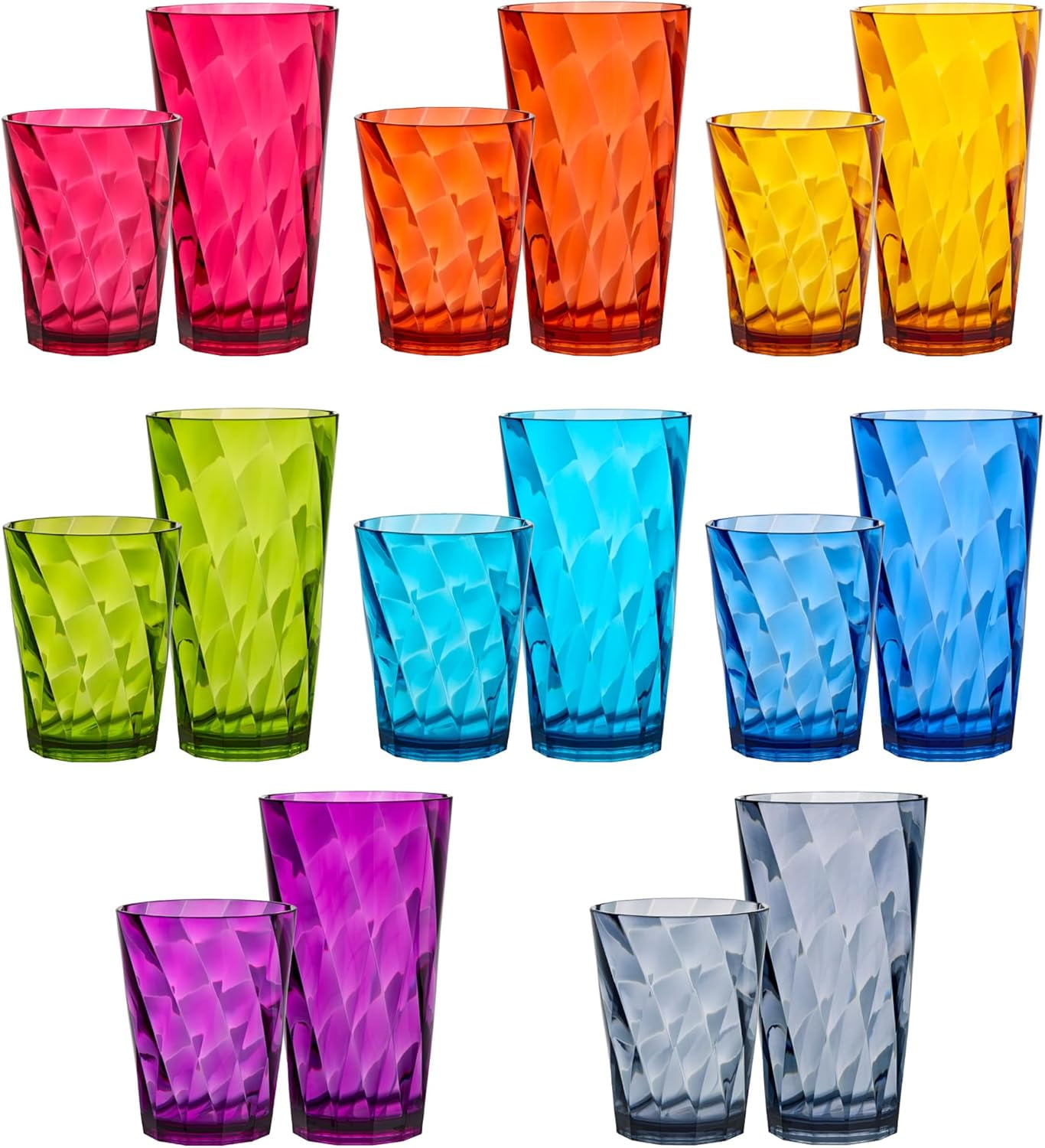 Optix Plastic Reusable Drinking Glasses Water Cups in Jewel Tone Colors ...