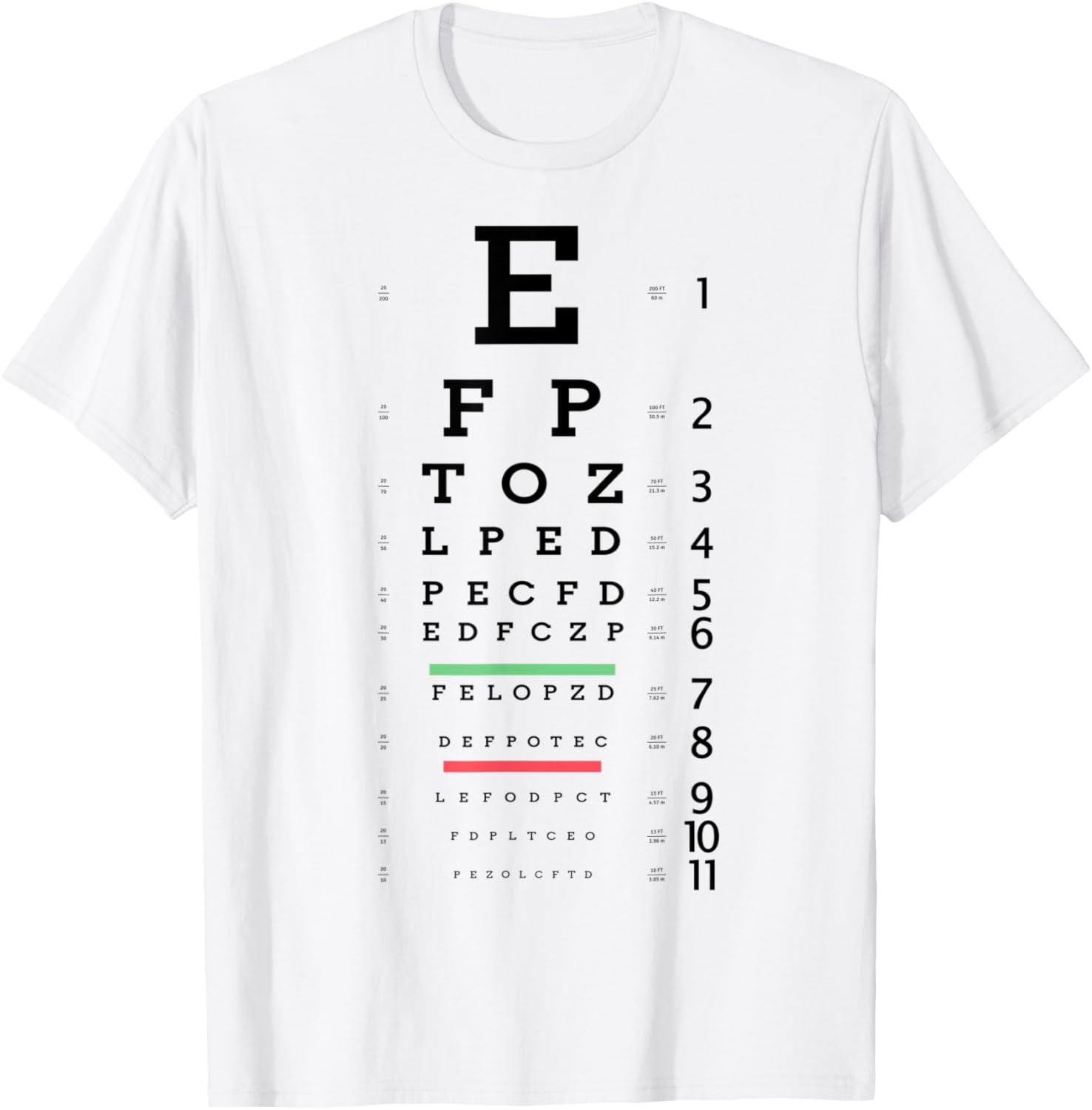 Optometrist Snellen Eye chart Optotype Optometry Eye Doctor T-Shirt ...