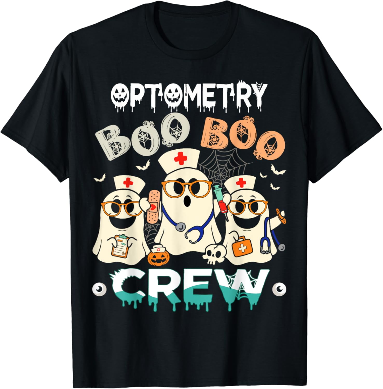 Optometry Boo Crew Optometrist Halloween Eye Doctor Funny T-Shirt ...