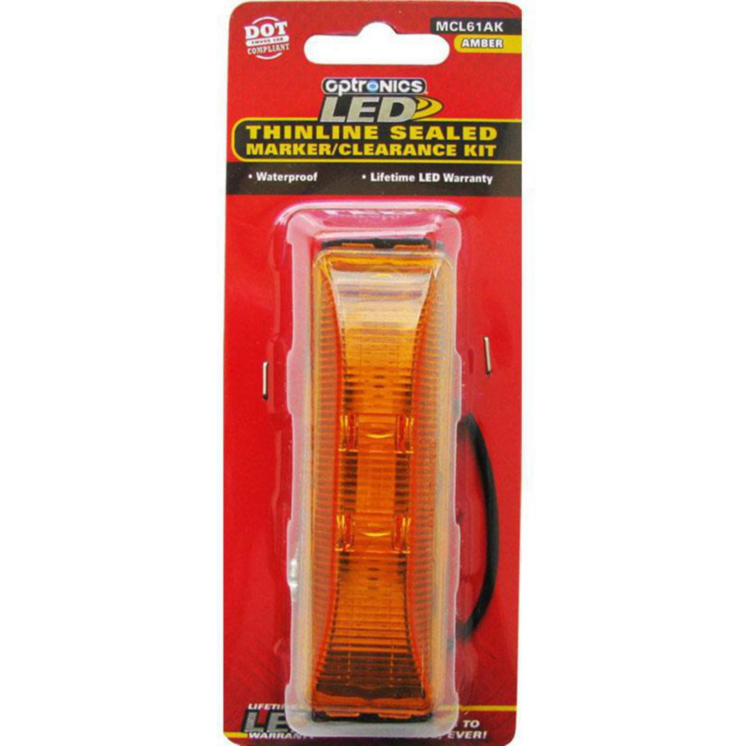 Optronics Thinline LED Amber Marker / Clearance Light With A65PB Bracket & Plug - Walmart.com