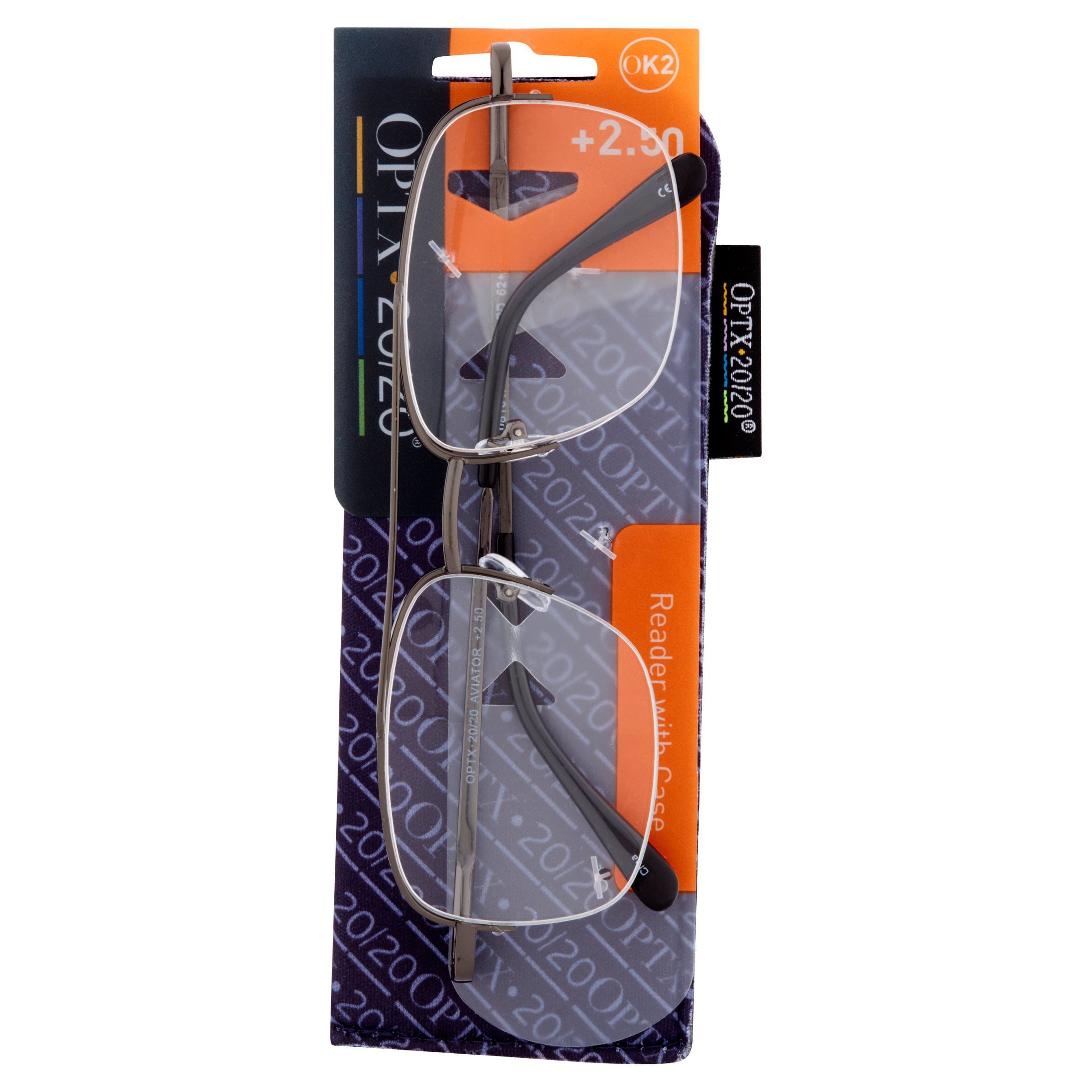 Optx 20/20 Reader with Case OK2 +2.50 HSA/FSA Eligible - Walmart.com