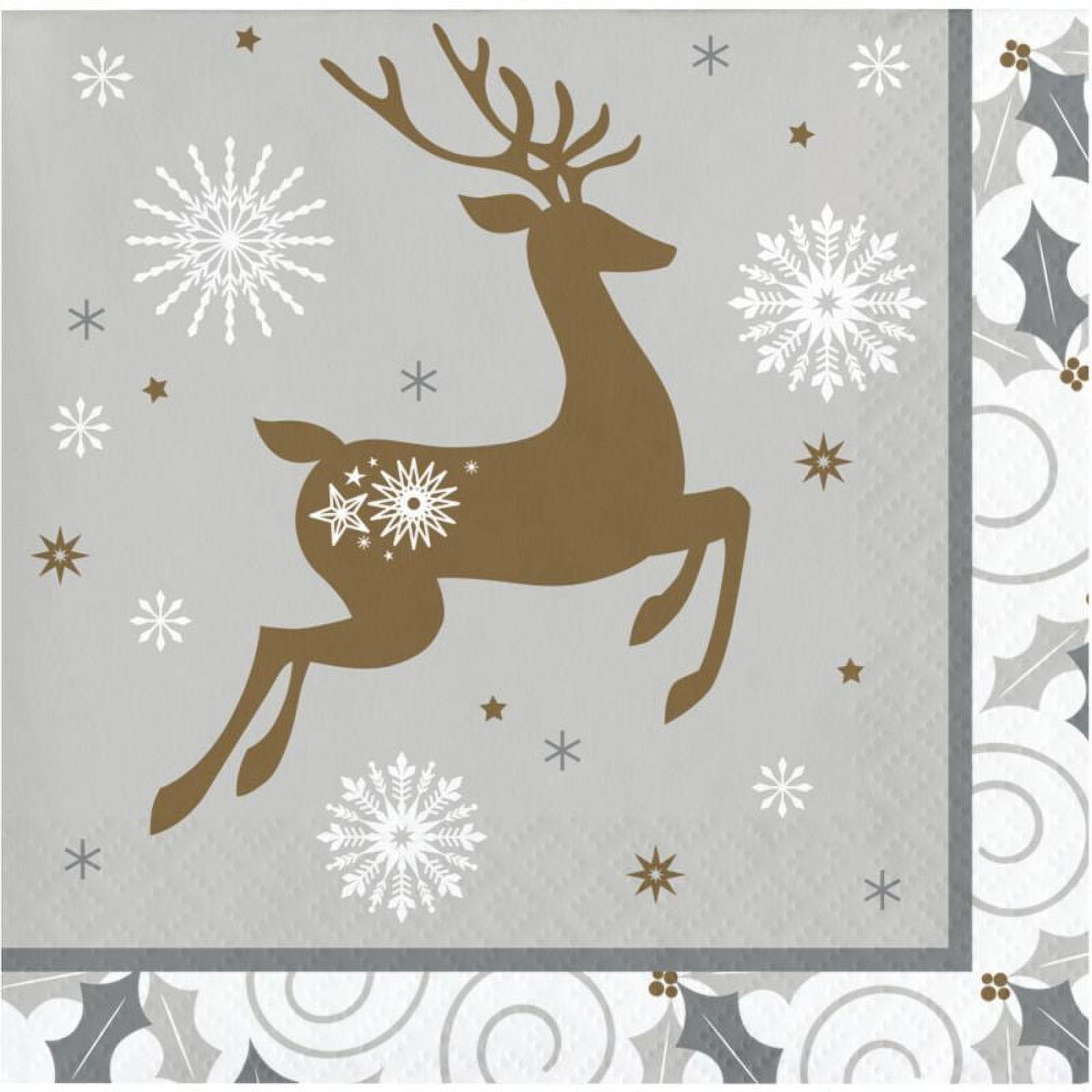 Opulent Reindeer 3-Ply Paper Beverage Napkins 16 Per Pack - Walmart.com