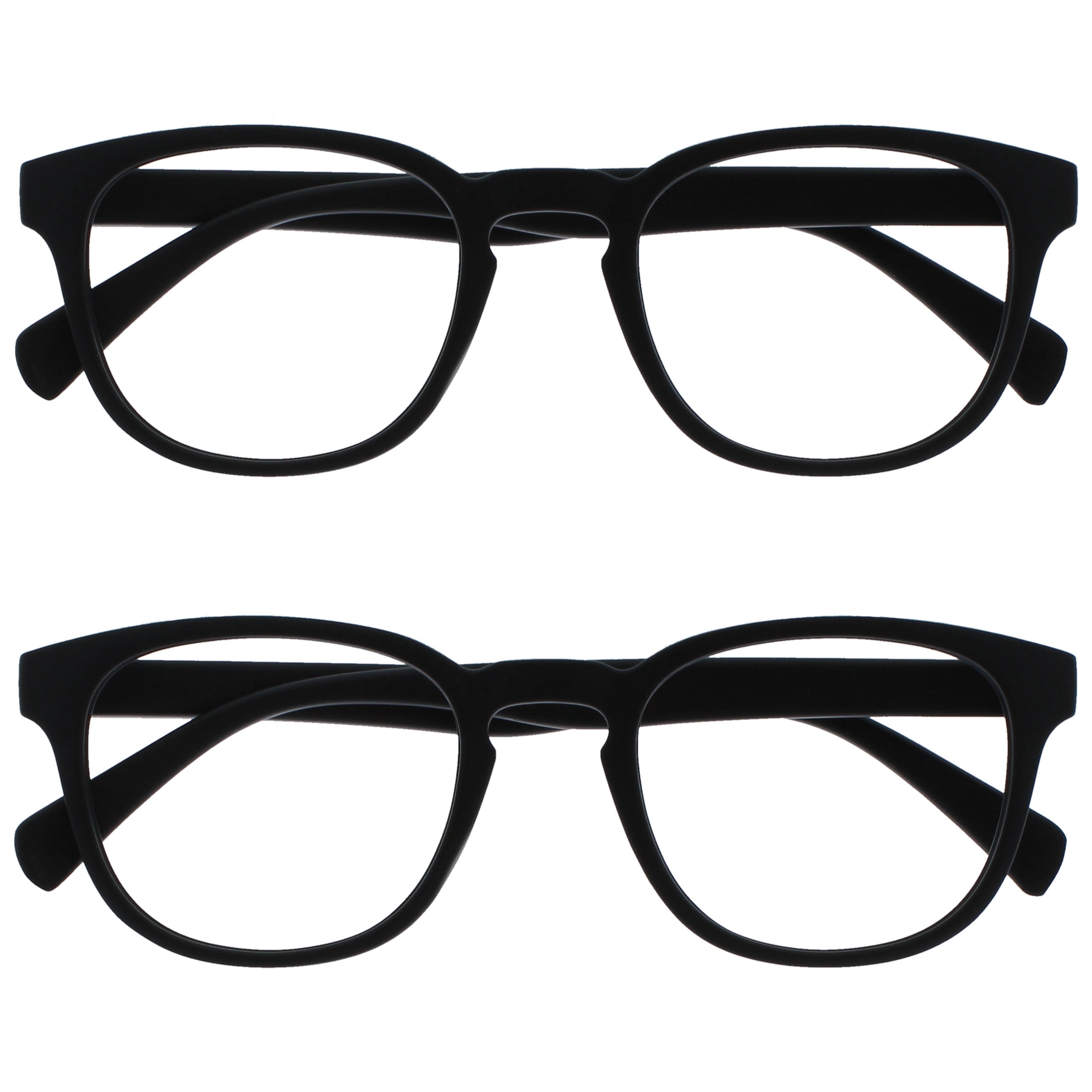 OPULIZE POP Reading Glasses 2 Pack - Fun Round Matte Frame - Black ...