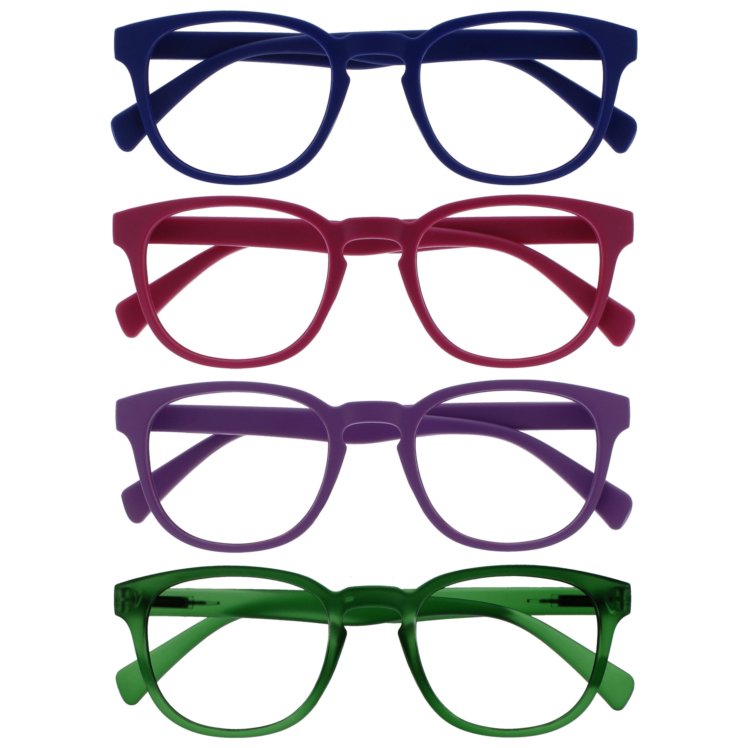 OPULIZE POP Reading Glasses 4 Pack - Fun Round Matte Frame - Blue ...