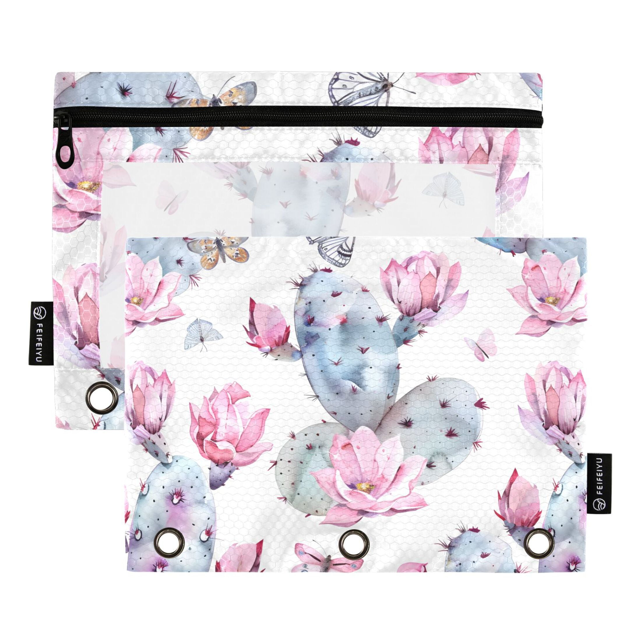 Opuntia Cactus Moths Butterfly 2 Pack Pencil Pouch for 3 Ring Binder ...