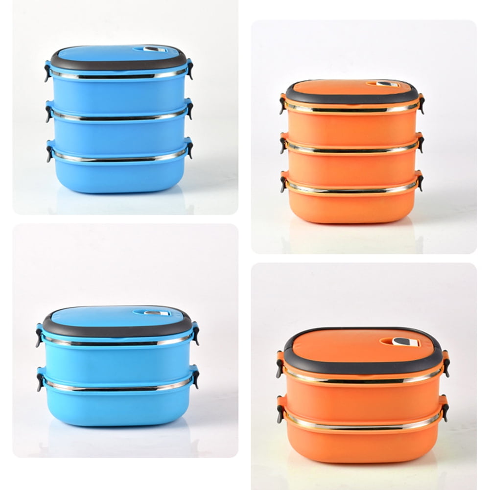 Opvise 1/2/3 Layer Rectangle Stainless Steel Thermal Lunch Box Food ...
