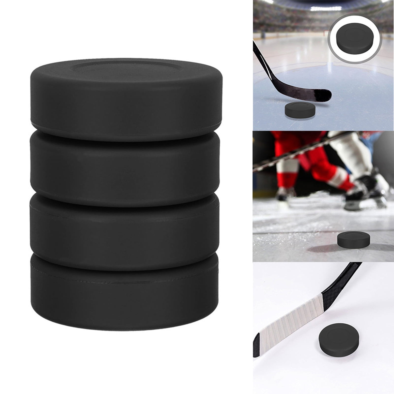 Opvise 1/2/4Pcs Ice Hockey Puck for Practicing & Classic Training Black ...