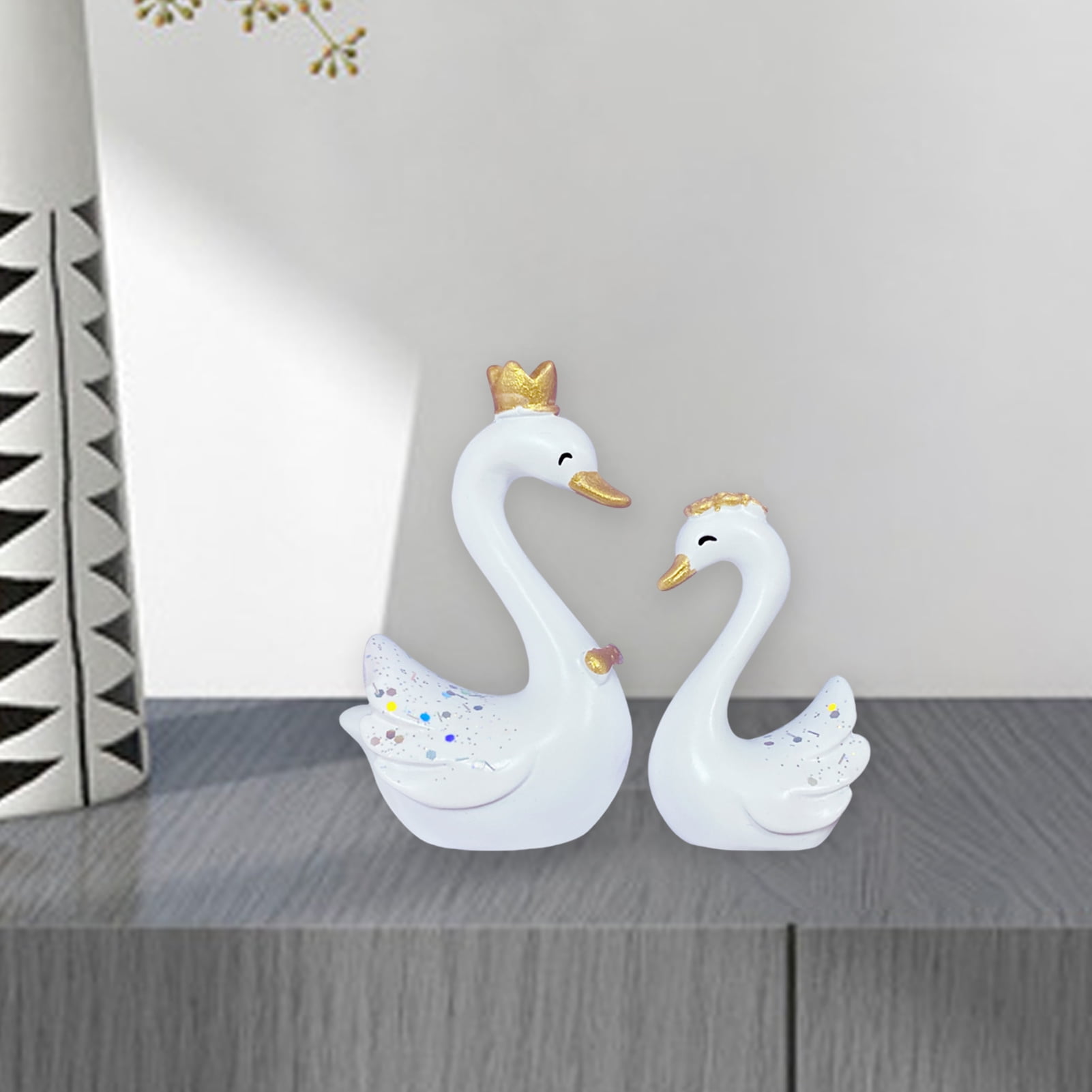 Opvise 1 Pair Swan Desktop Ornaments Artwork Realistic Shape Smiling ...