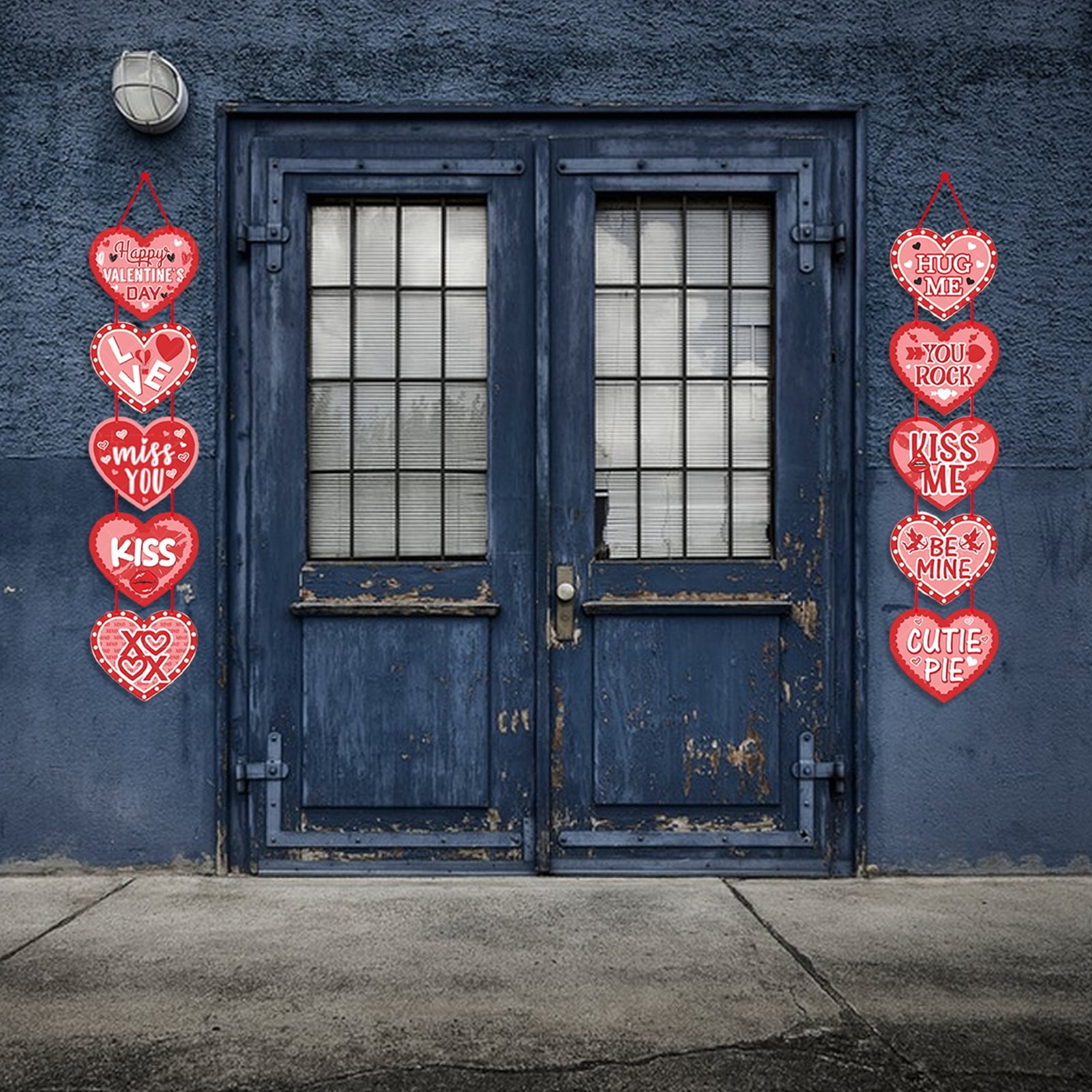 Opvise 1 Pair Valentine's Day Red Heart Door Sign Decoration Paper Love ...