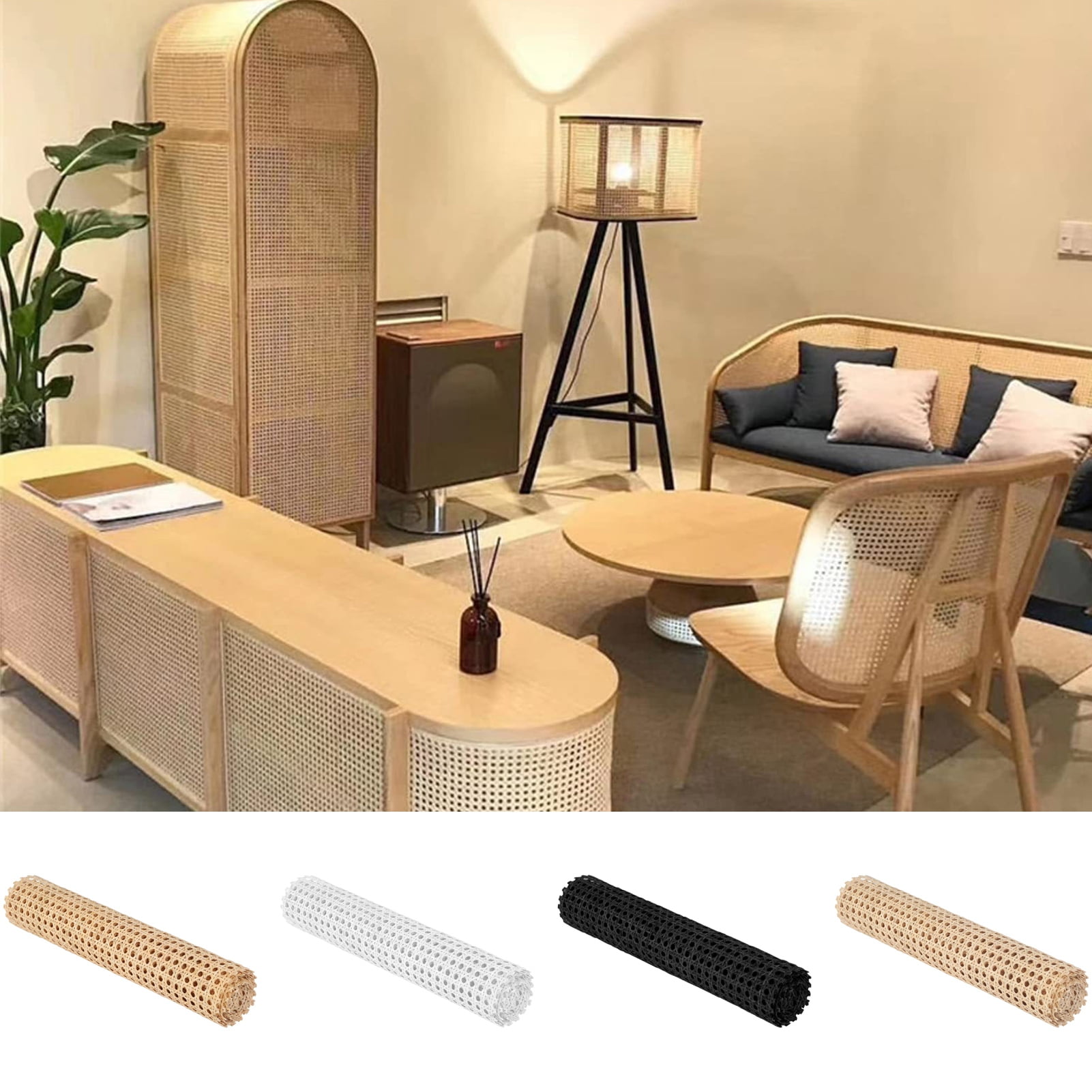 Opvise 1 Roll 100x39CM Faux Cane Webbing Cuttable Furniture Chair ...