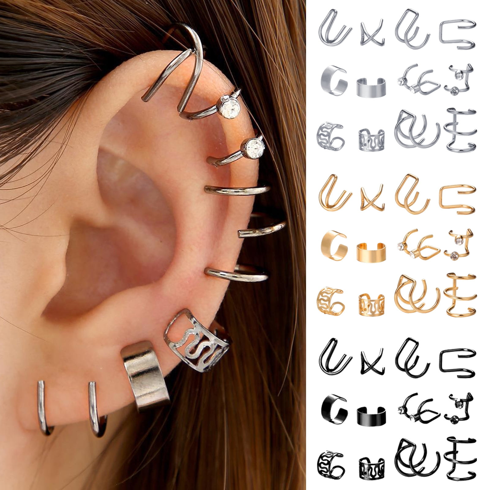 Opvise 1 Set Ear Cuffs for Women Non-Piercing Cartilage Earring ...