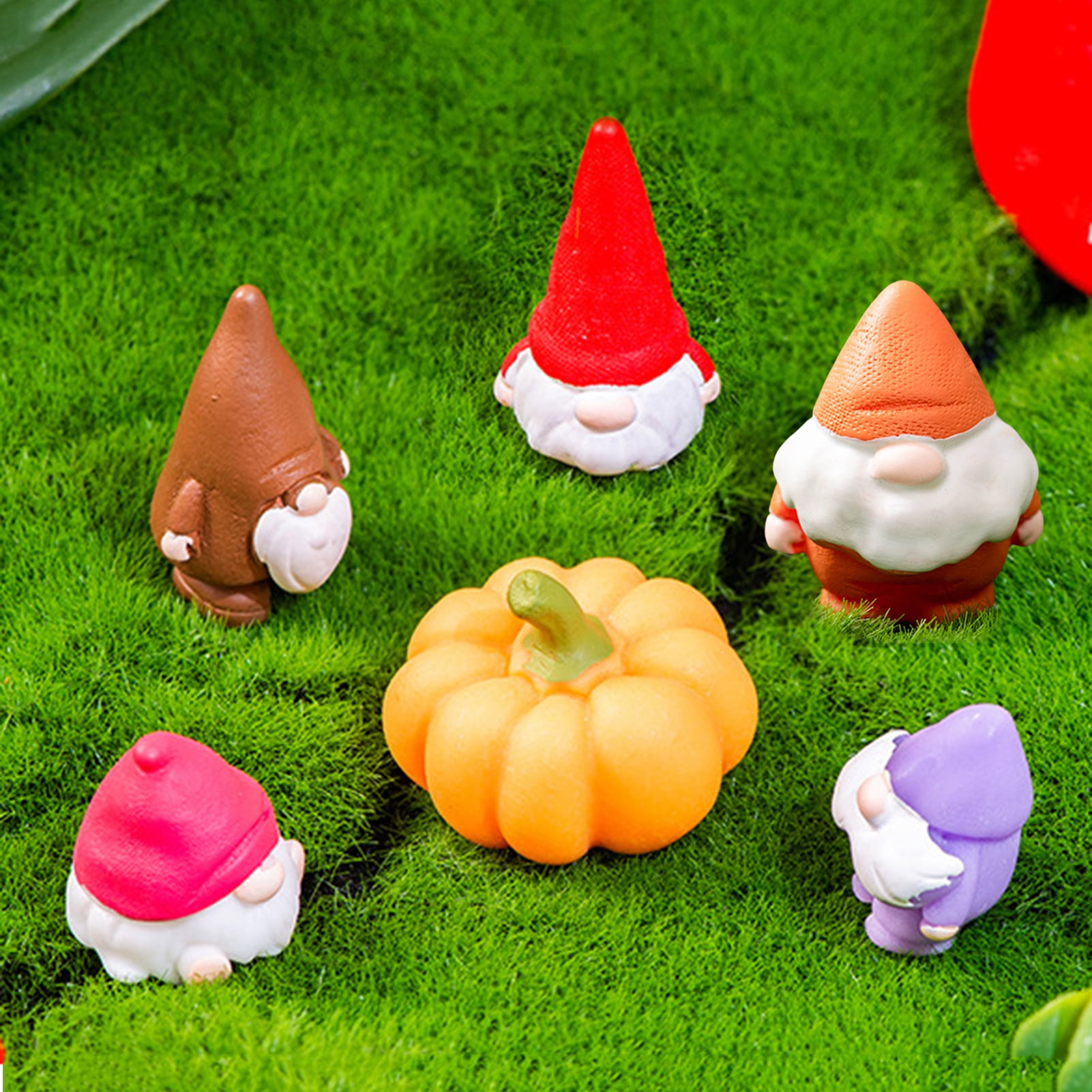 Opvise 10 Pcs Mini Gnomes Statues Resin Miniature Gnome Figurines Hand ...