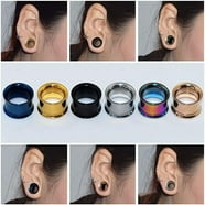 ZS 1 Pair Double Falre Ear Tunnel Plugs Expander Black Wood Ear Gauges ...