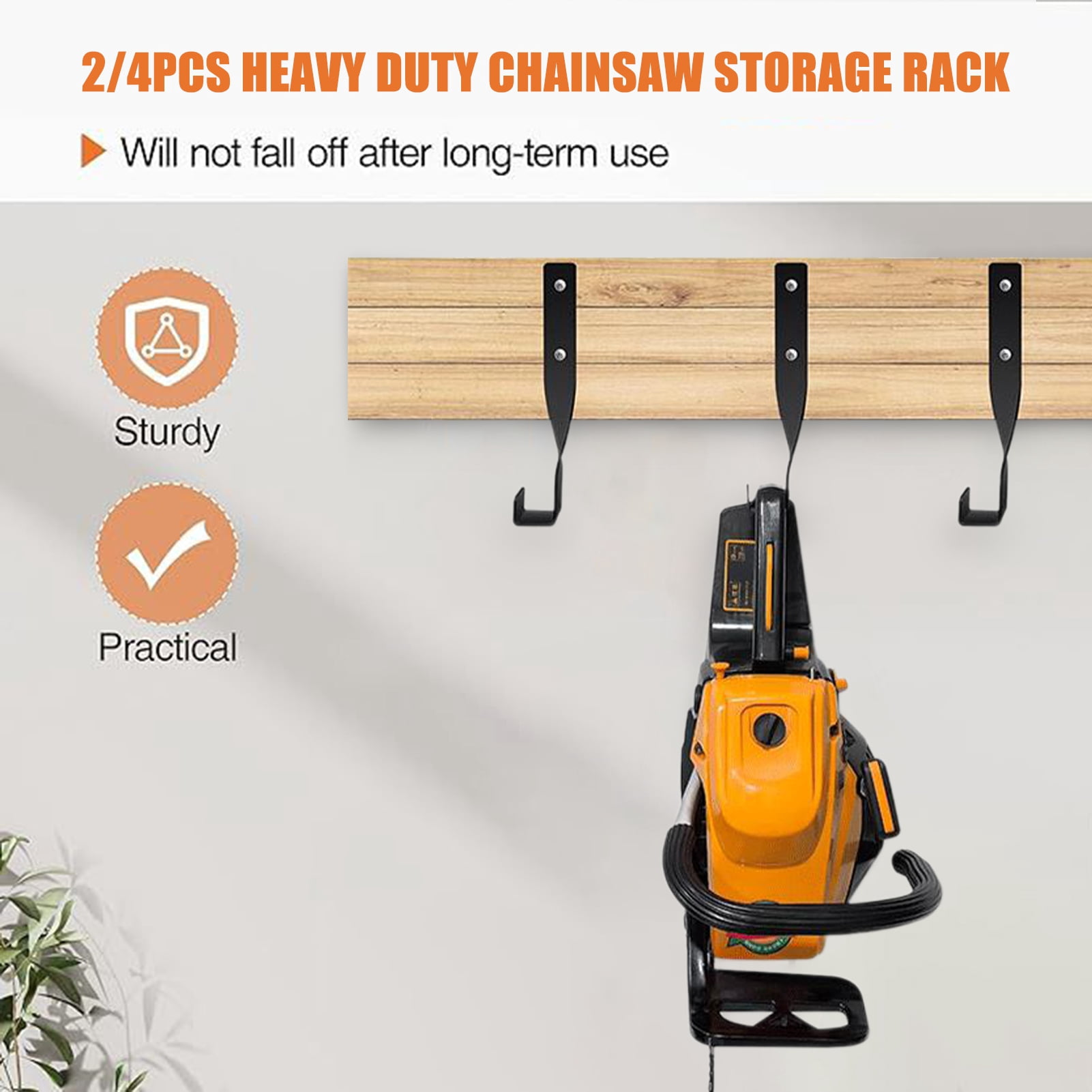 Opvise 2/4Pcs Heavy-Duty Storage Rack Chainsaw Wall Mount Holder ...